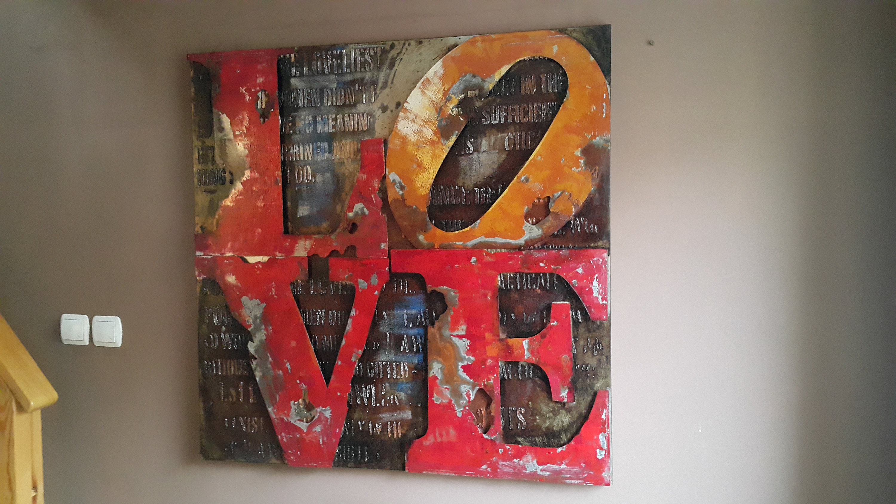 LOVE Metal Wall Art Sculpture handmade 3 D Paintinglarge - Etsy