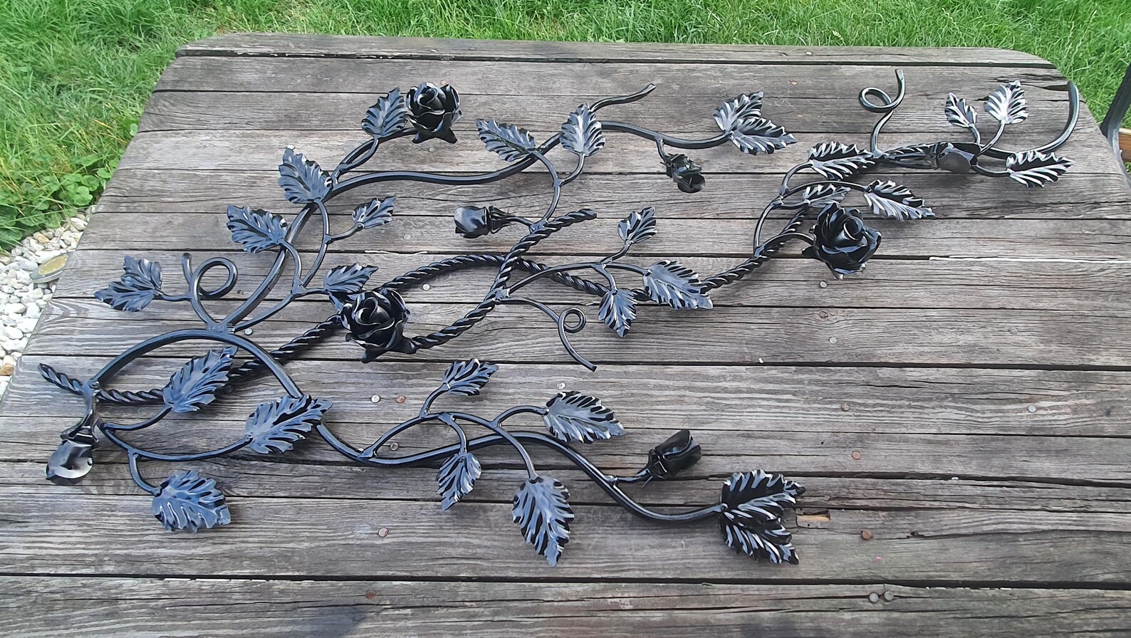 Stunning Steel Wall Sculpture Twig With Roses ,black or Gold,home Wall ...