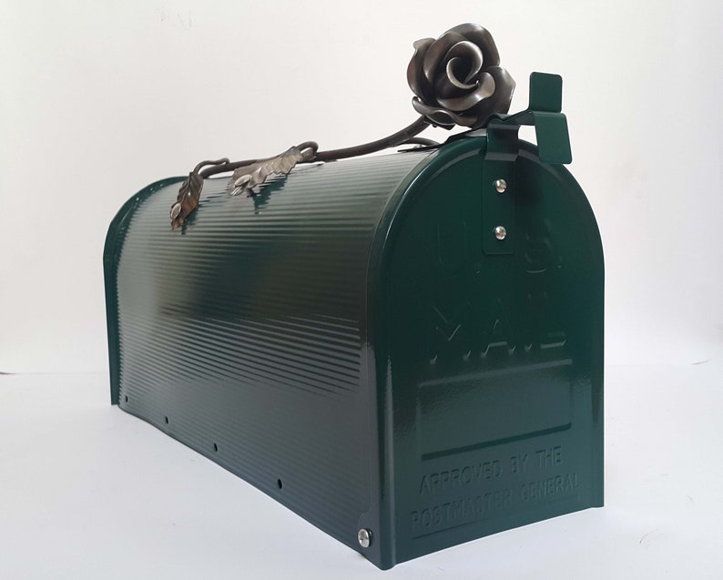 Green Mailbox Post Mounthandmade Forged Steel Roseart - Etsy