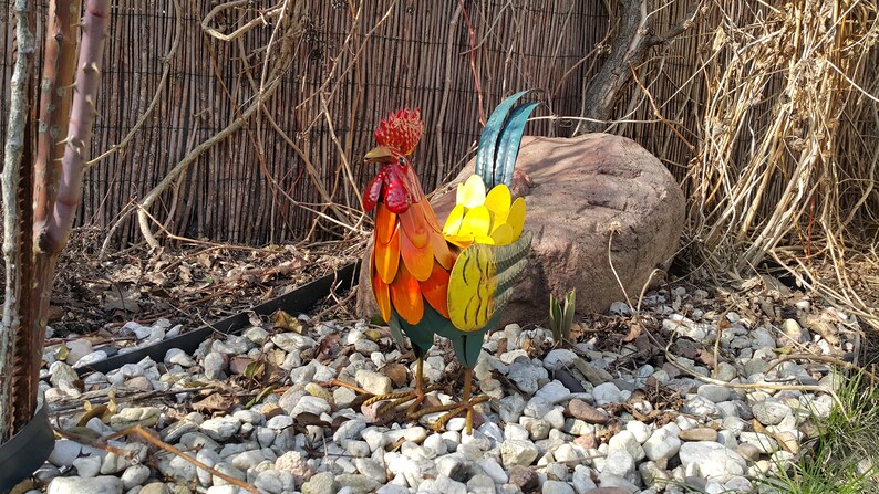 Colorful Rooster,metal Garden Figurine Rooster,garden Sculpture Animals ...