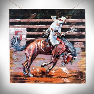 Rodeo Cowboy Rustic Wall Decor 3D Metal Wood Wall Art Metal | Etsy