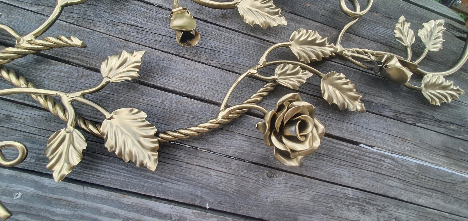 Stunning Steel Wall Sculpture Twig With Roses ,black or Gold,home Wall ...