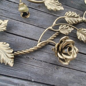 Stunning Steel Wall Sculpture Twig With Roses ,black or Gold,home Wall ...