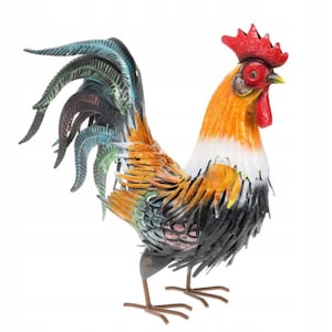 Colorful Rooster Metal Garden Figurine Rooster,garden Sculpture Animals ...