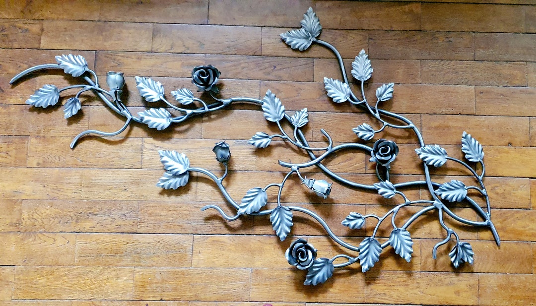 Stunning Steel Wall Sculpture Twig With Roses ,home Wall Decor,craft ...