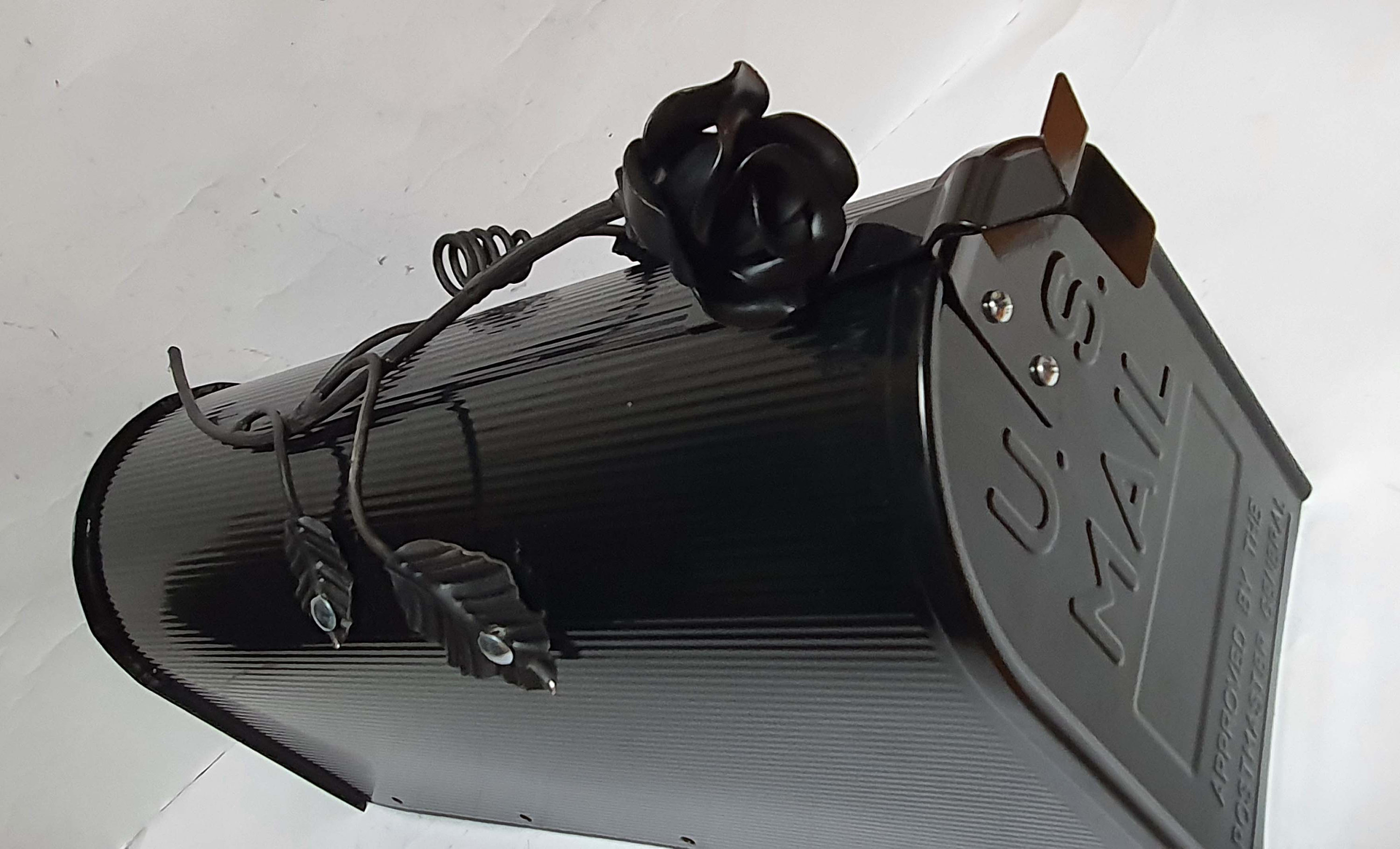 Black Mailbox Post Mounthandmade Forged Steel Roseart | Etsy