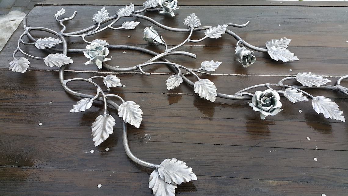 Stunning Steel Wall Sculpture Twig With Roses ,home Wall Decor,craft ...