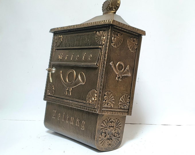 Antique Stunning Royal Mailbox Wall Mount,cast Aluminum,color Antique ...