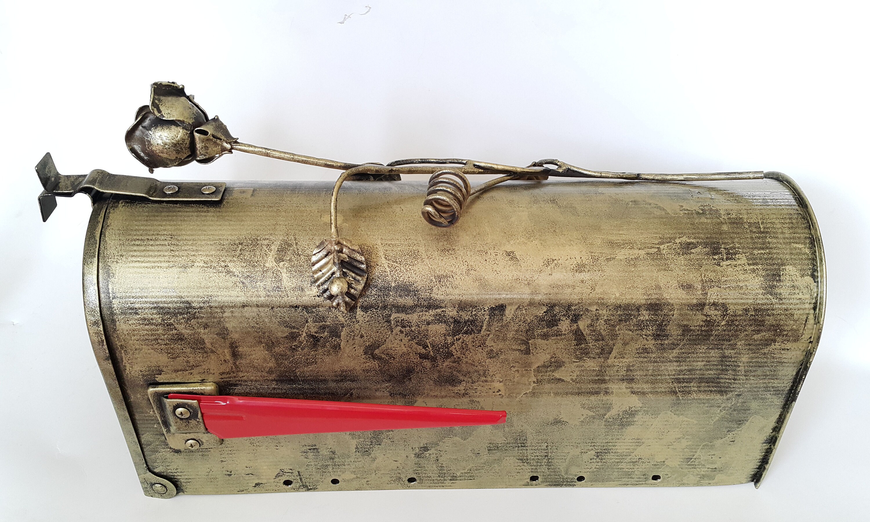 Hand Painted Mailbox Post Mount,handmade Forged Steel Rose,artist ...