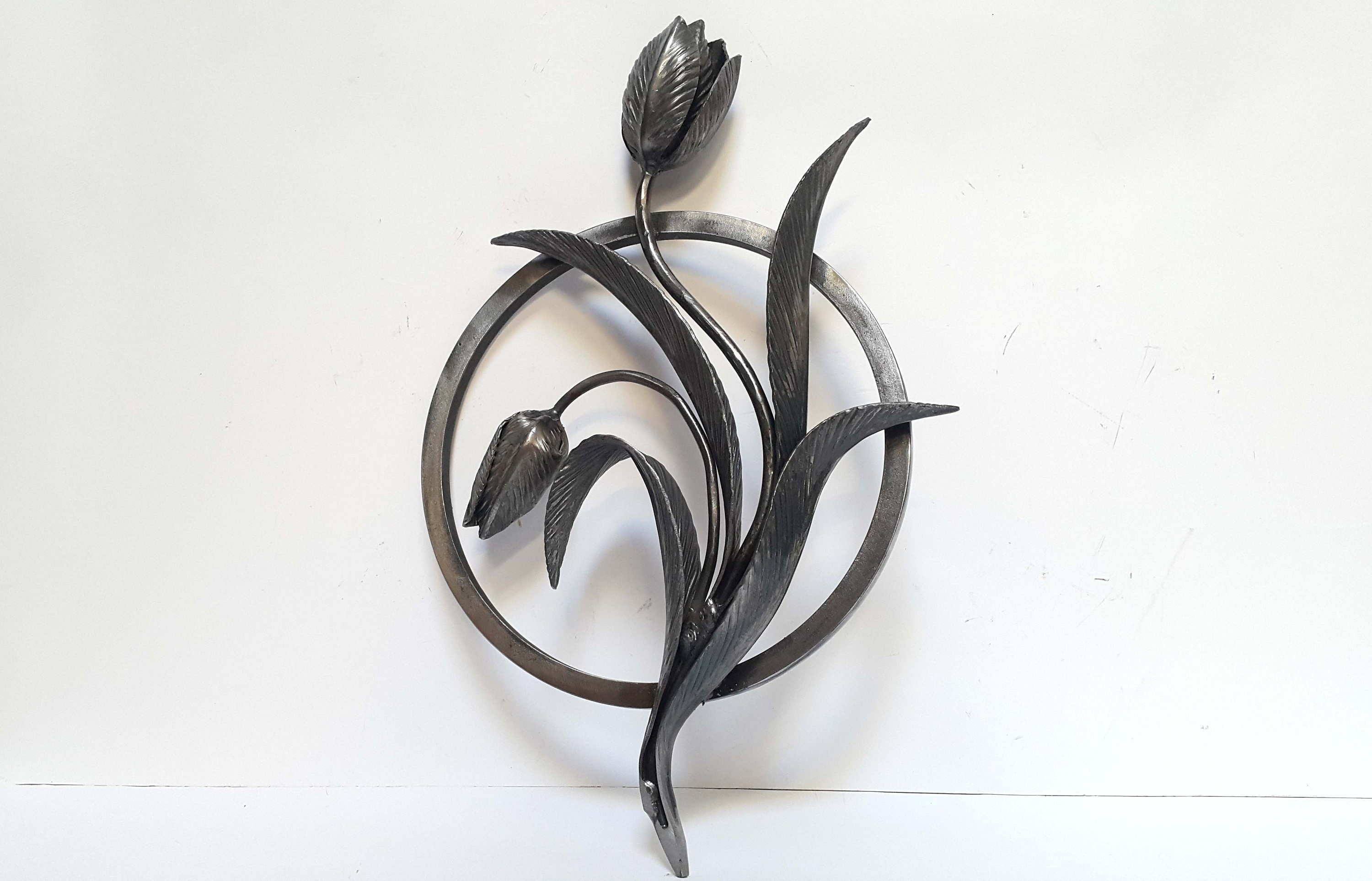 Steel Tulips Flowers,steel Wall Round Sculpture,large Heavy Rosette ...
