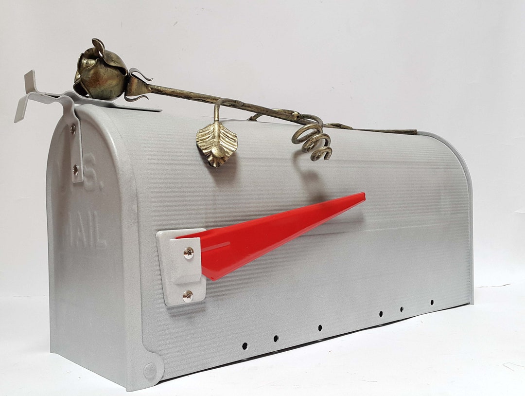 Gray Mailbox Post Mount,handmade Forged Steel Rose,art Mailbox,metal ...