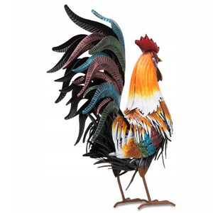 Colorful Rooster Metal Garden Figurine Rooster,garden Sculpture Animals ...