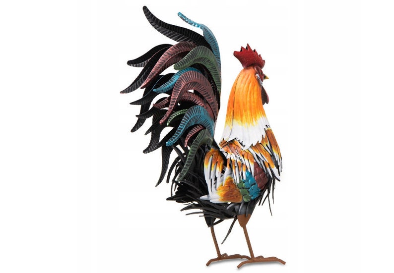Colorful Rooster Metal Garden Figurine Rooster,garden Sculpture Animals ...