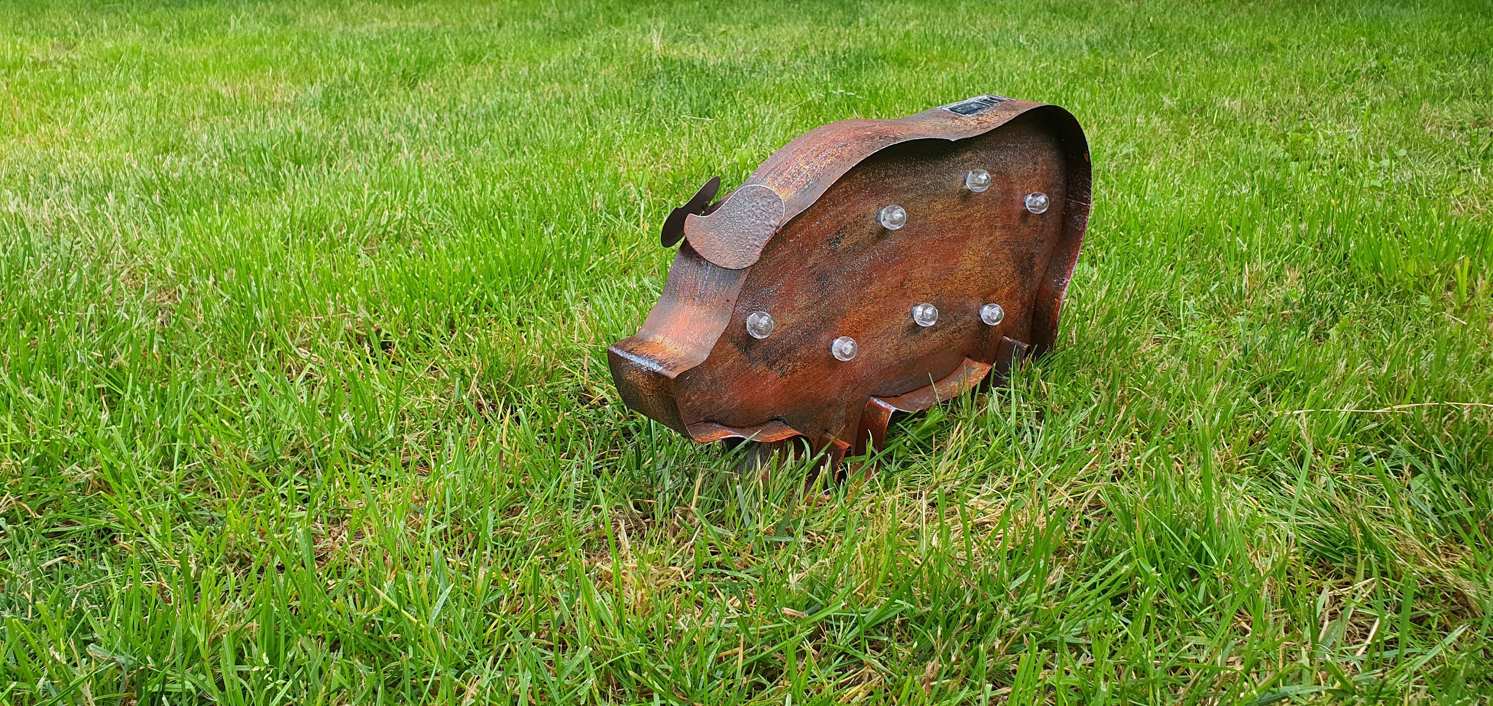 Pig With Leds Solar Panel,metal Garden/home Decor,sculpture Pigs,statue ...