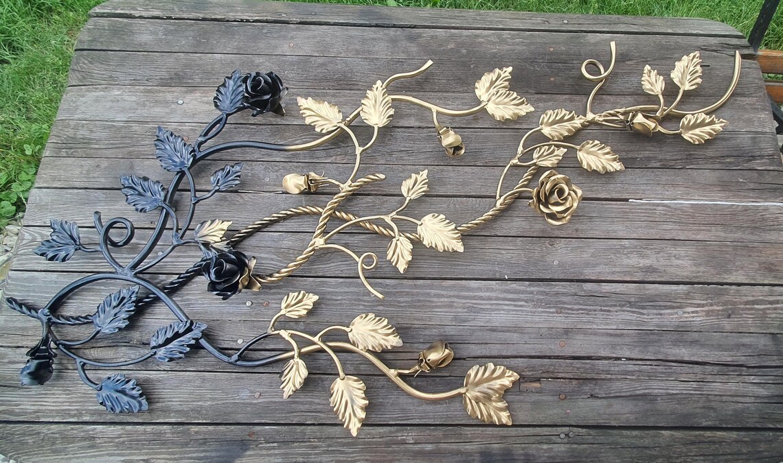 Stunning Steel Wall Sculpture Twig With Roses ,black or Gold,home Wall ...
