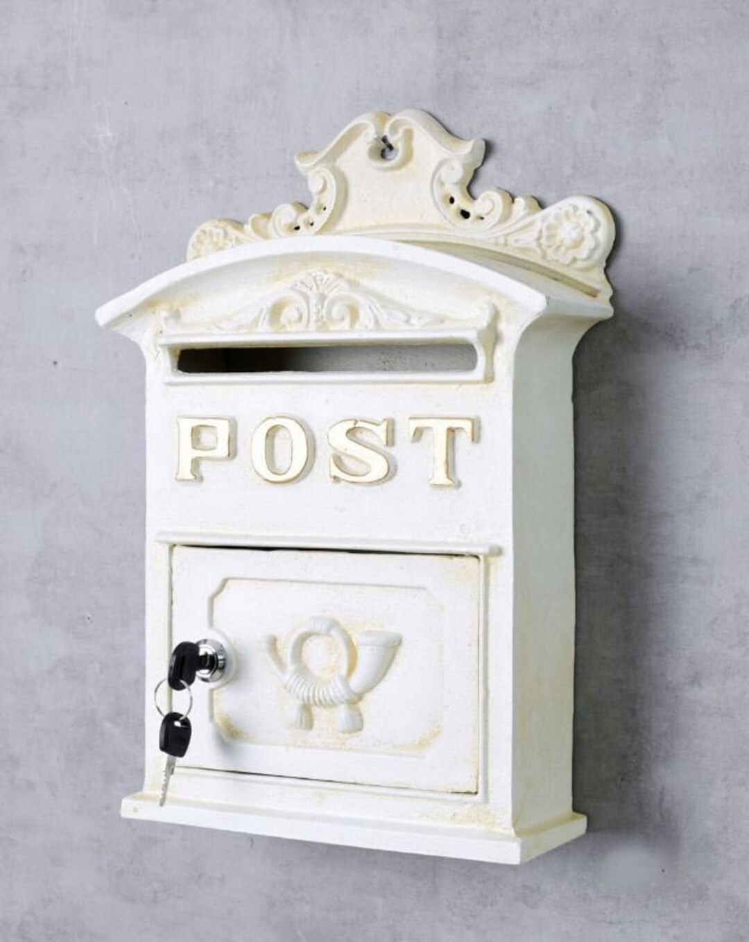 Stunning Vintage Style Letterbox White Metal Wall Door Mount Mailbox - Etsy