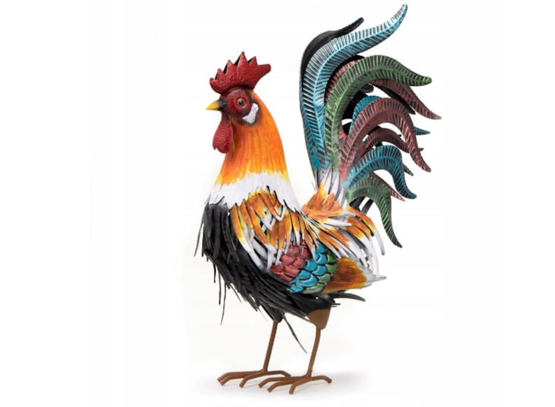 Colorful Rooster Metal Garden Figurine Rooster,garden Sculpture Animals ...