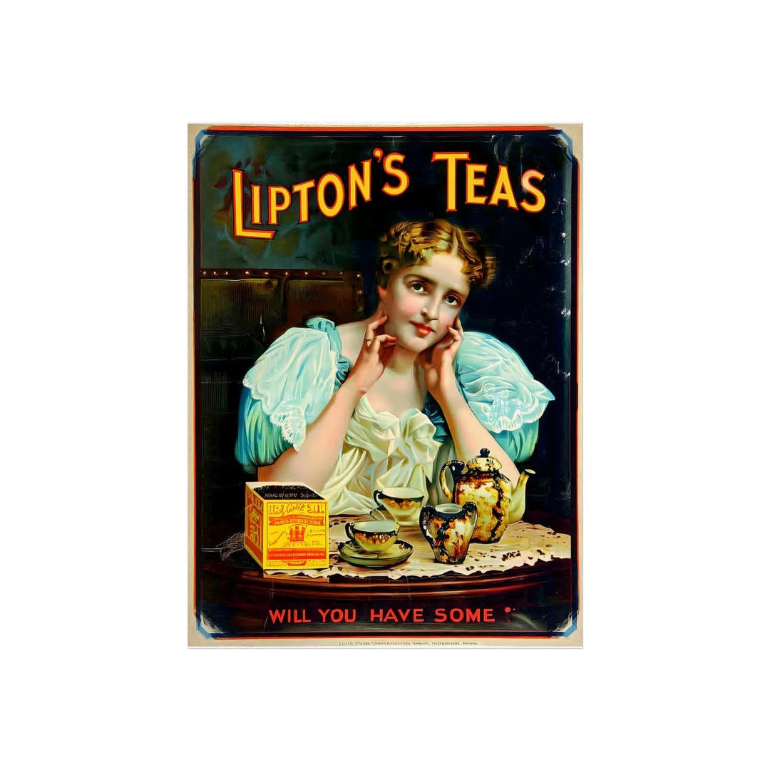 Vintage Lipton's Teas Fine Art Poster, Elegant Wall Decor, Retro ...
