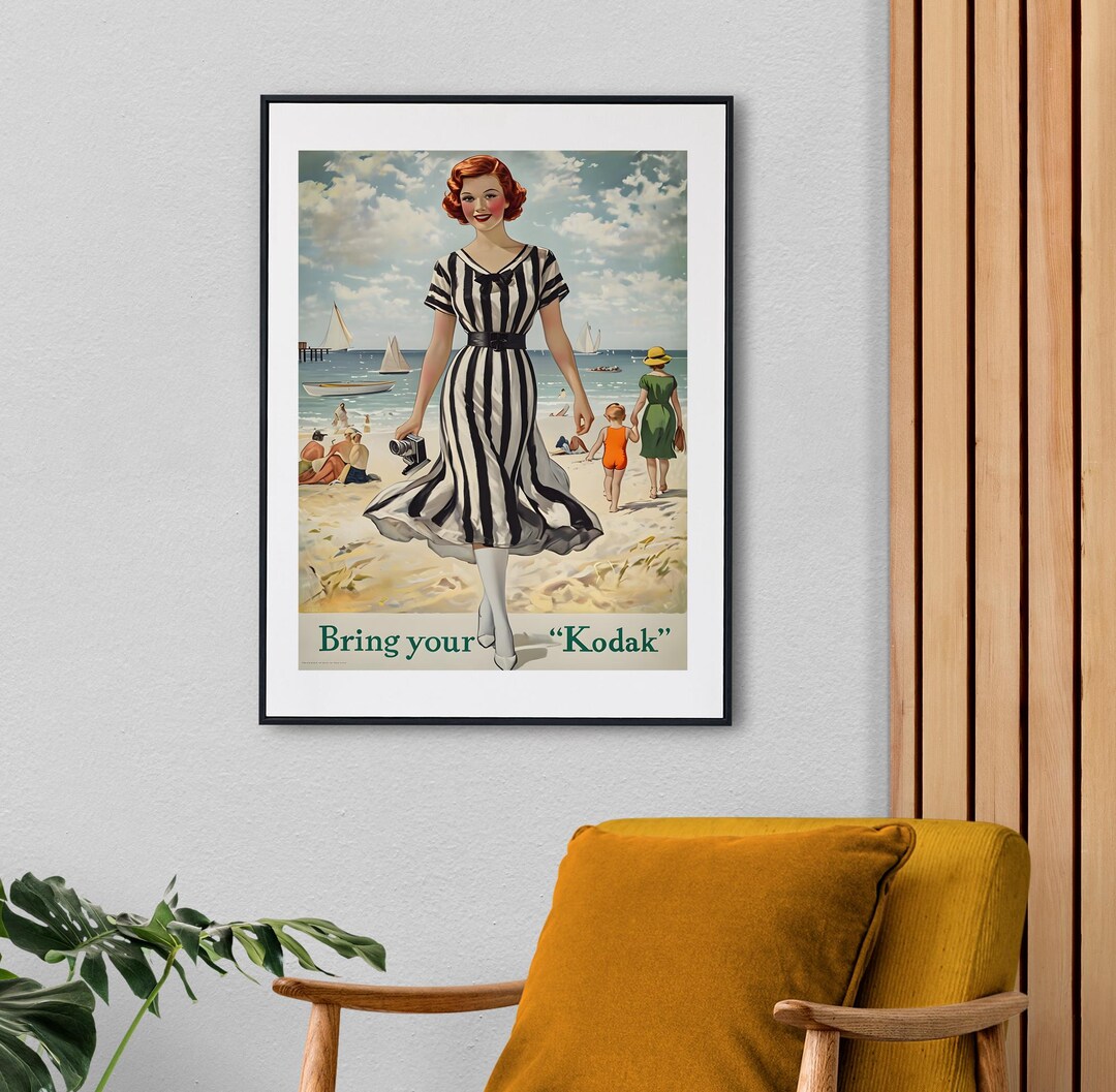 Vintage, Beach Scene, Featuring,elegant,1920s, Kodak, Advertising ...