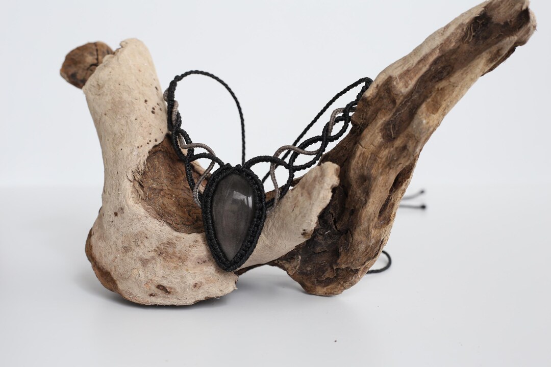 Silver Obsidian | Macrame Necklace | Handmade Gemstone Necklace | Boho ...