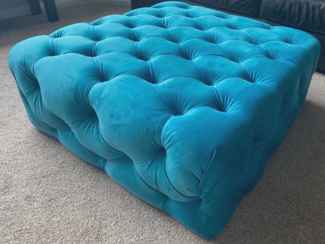 Square Coffee Table Chesterfield Upholstered Footstool Pouffe Foot 27 X ...