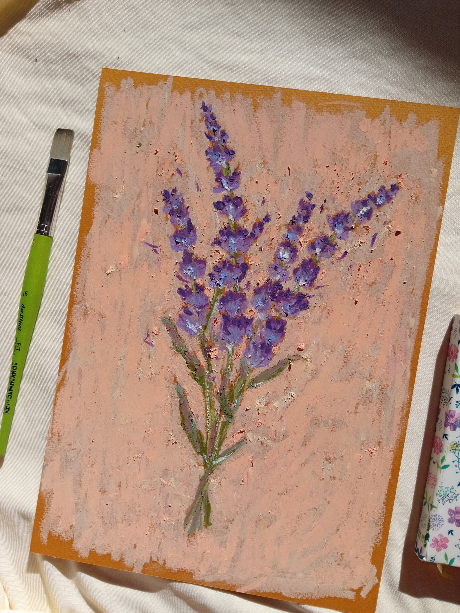 Lavender Flower Art, Original Oil Pastel Painting, Floral Art, Floral ...