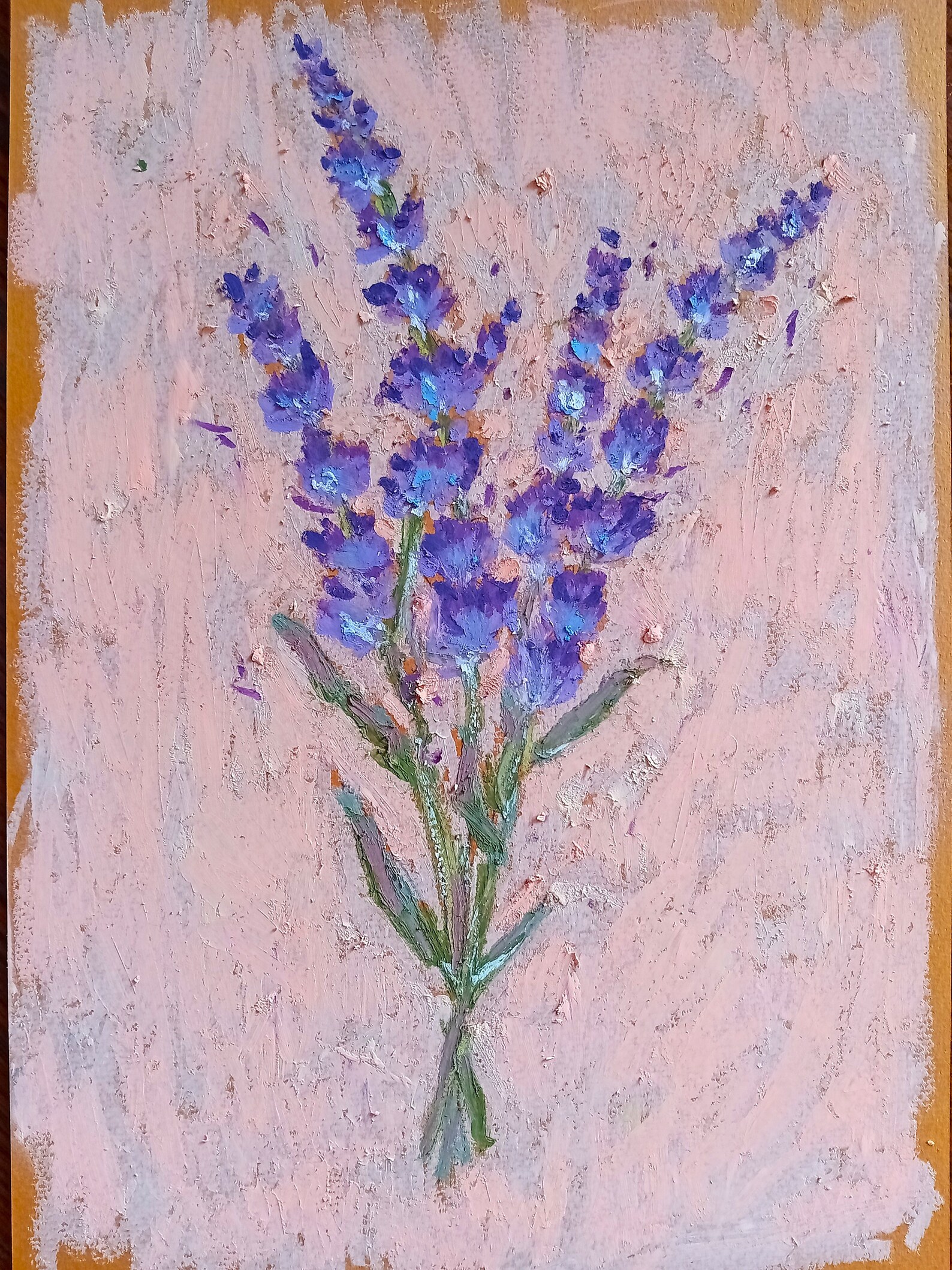 Lavender Flower Art, Original Oil Pastel Painting, Floral Art, Floral ...