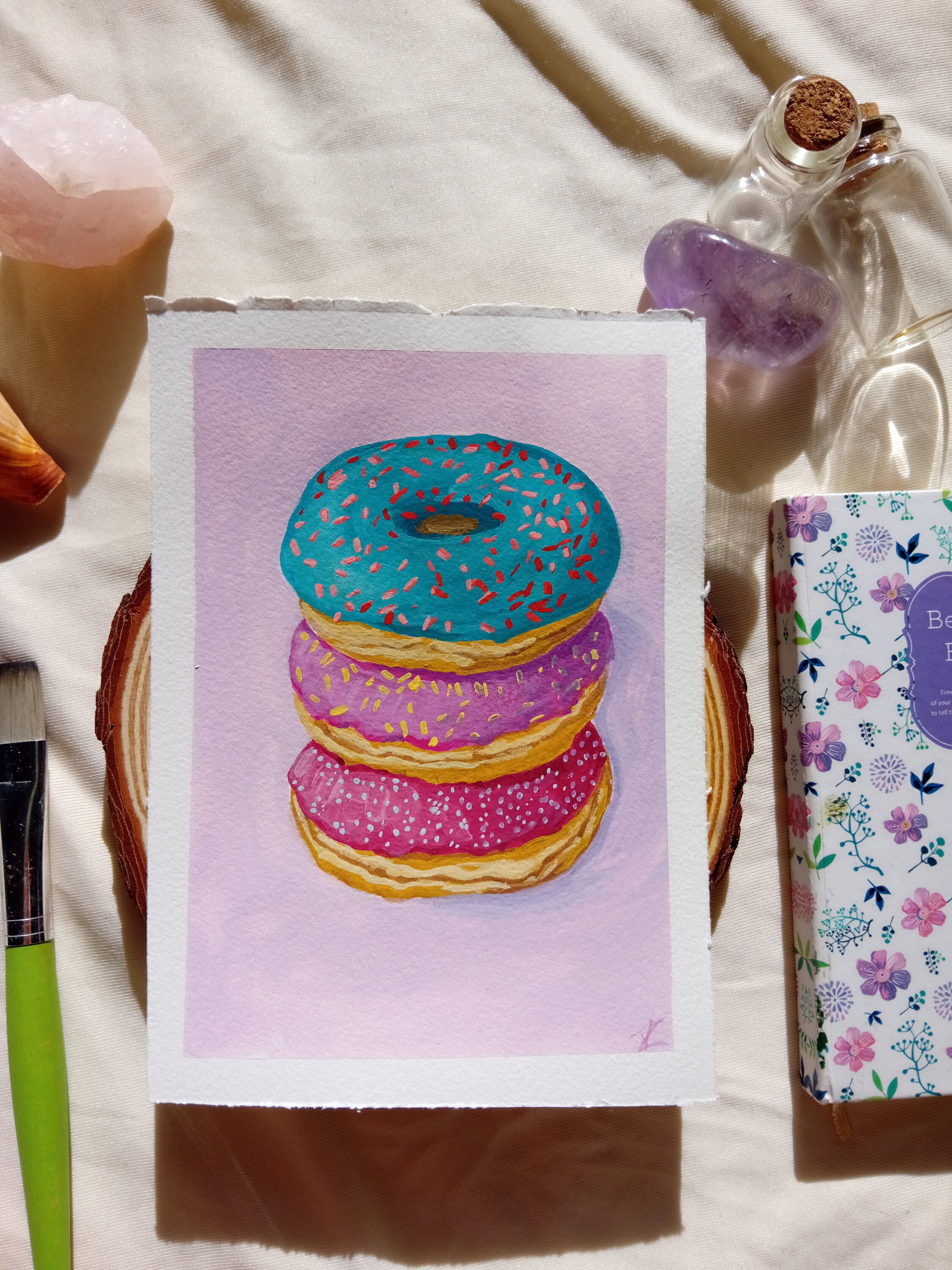 Donut Art, Original Artwork, Food Art, Donut Painting, Gouache Original ...