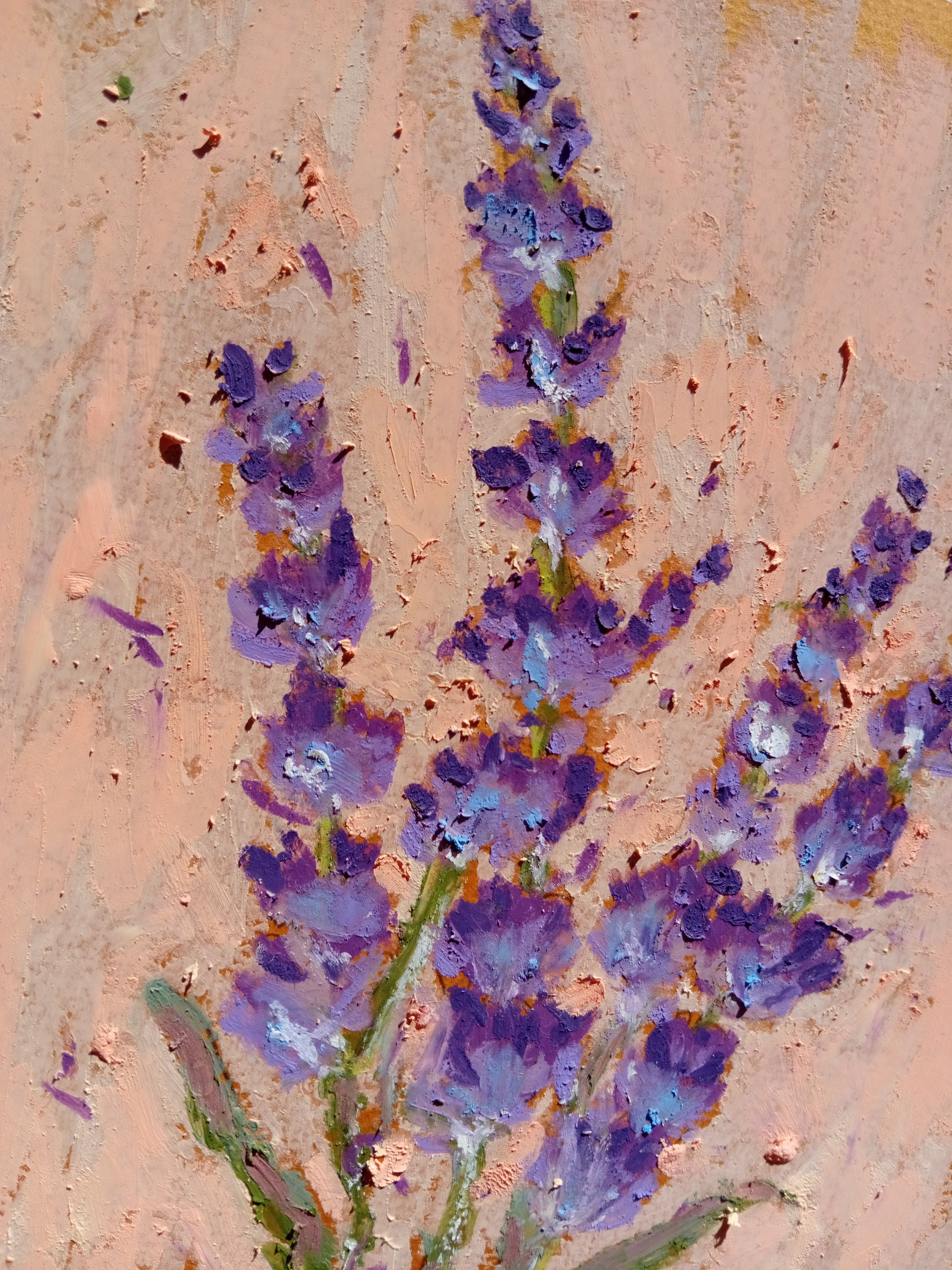 Lavender Flower Art, Original Oil Pastel Painting, Floral Art, Floral ...