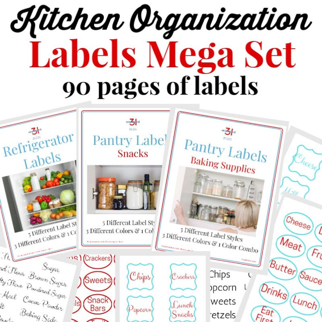 Kitchen Label Set for Pantry and Baking Organization – Mega Organizing ...