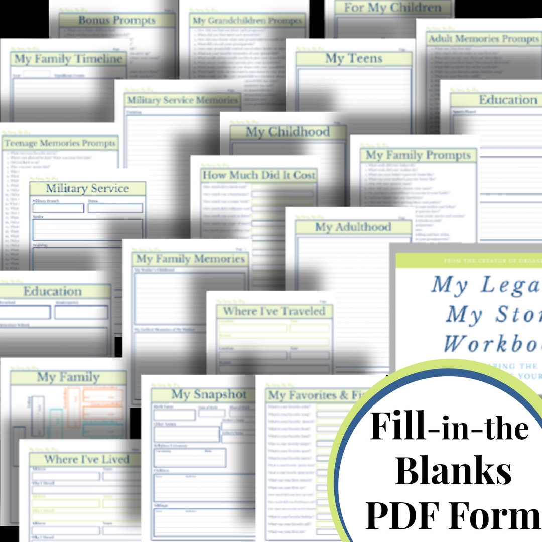 Legacy Story Workbook: Fill-in-the-blanks, Writing Prompts (fillable ...