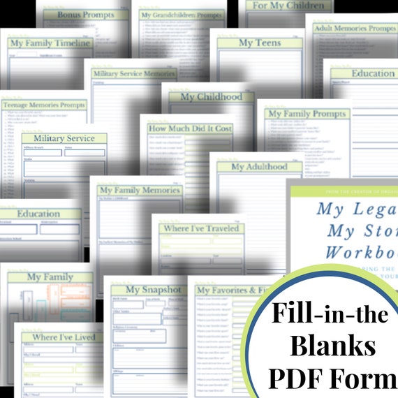 My Legacy My Story Workbook fillable PDF Version | Etsy