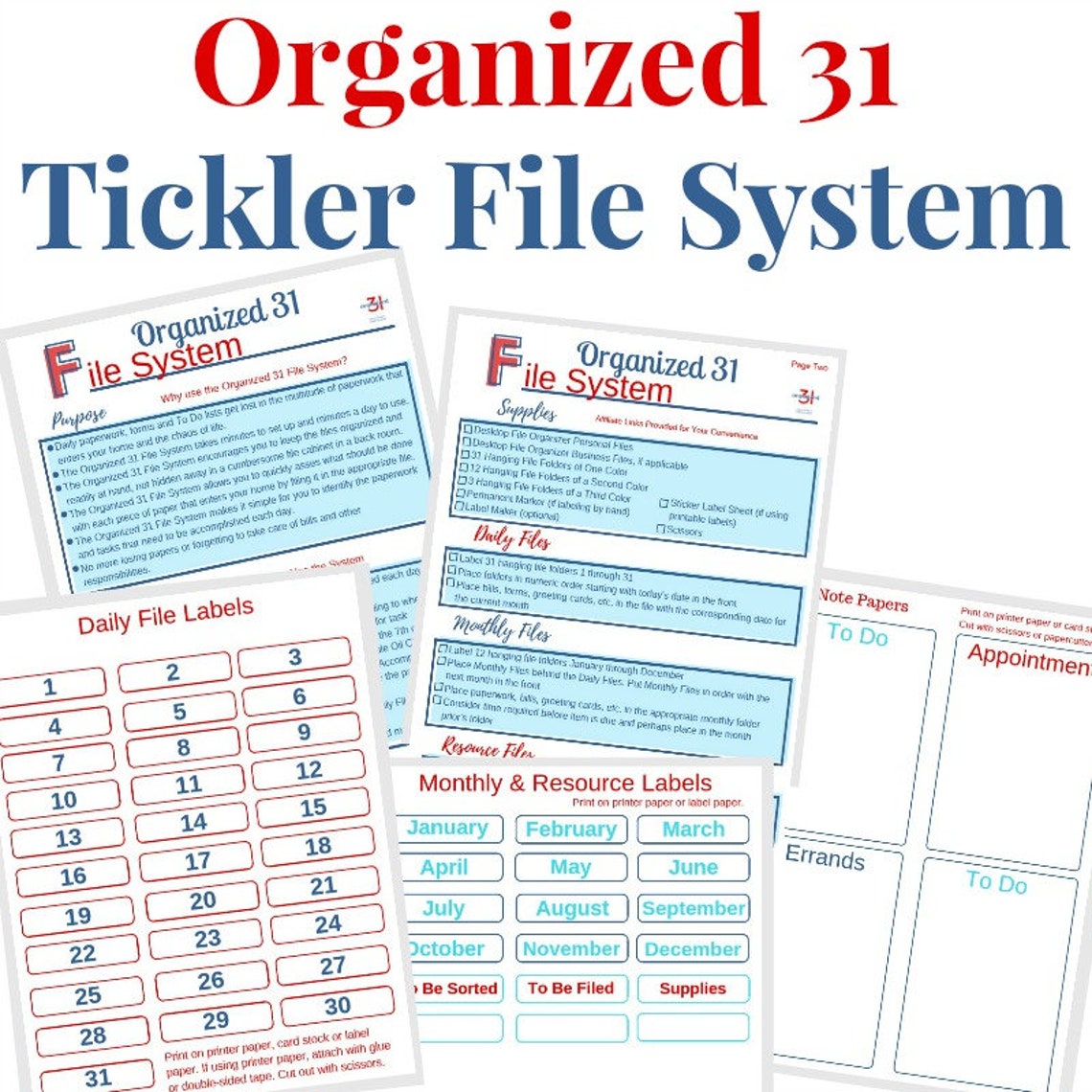 Organized 31 Tickler File System - Etsy