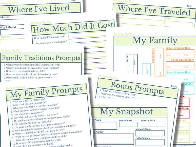 My Legacy, My Story Workbook (fillable PDF Version) - Etsy