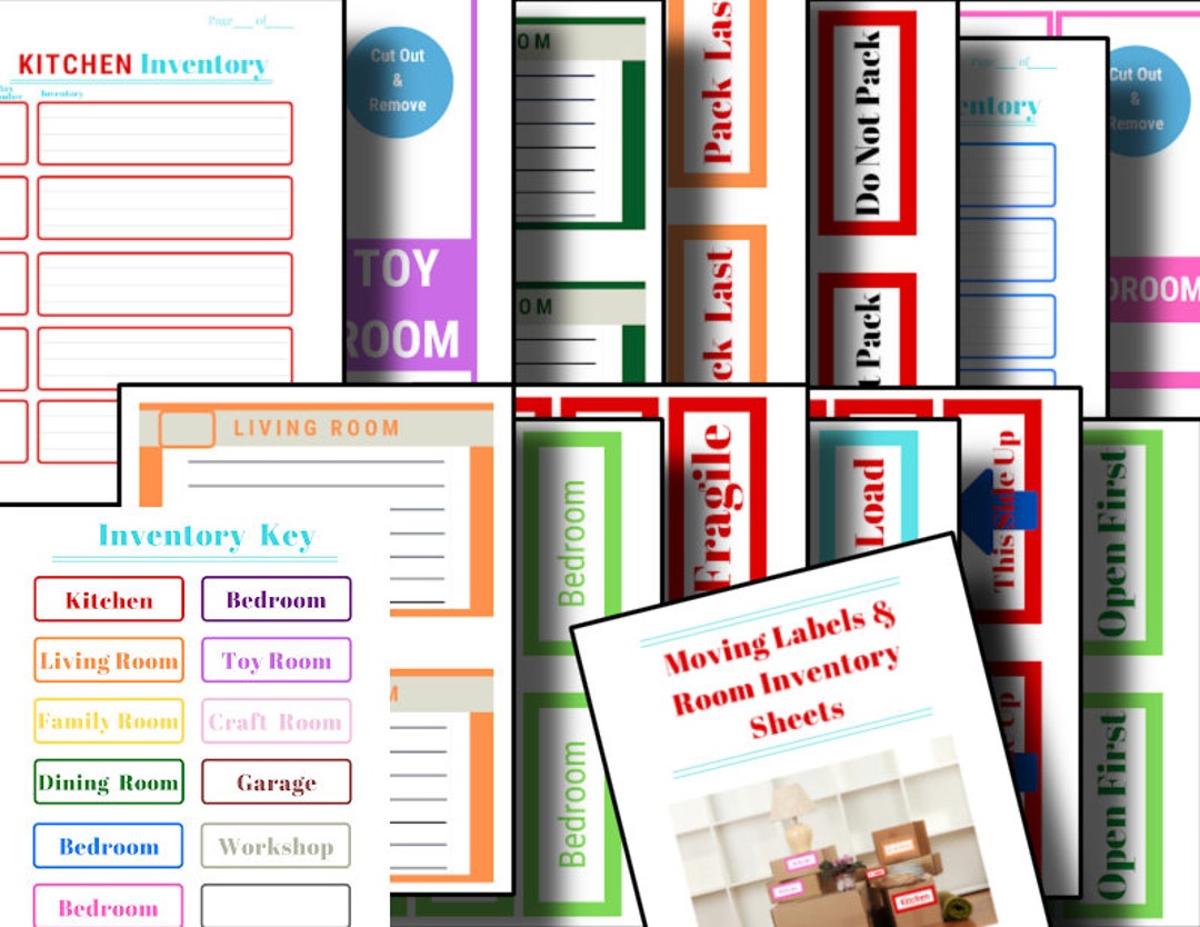 Color-coded Printable Moving Labels - Home Organization & Relocation ...