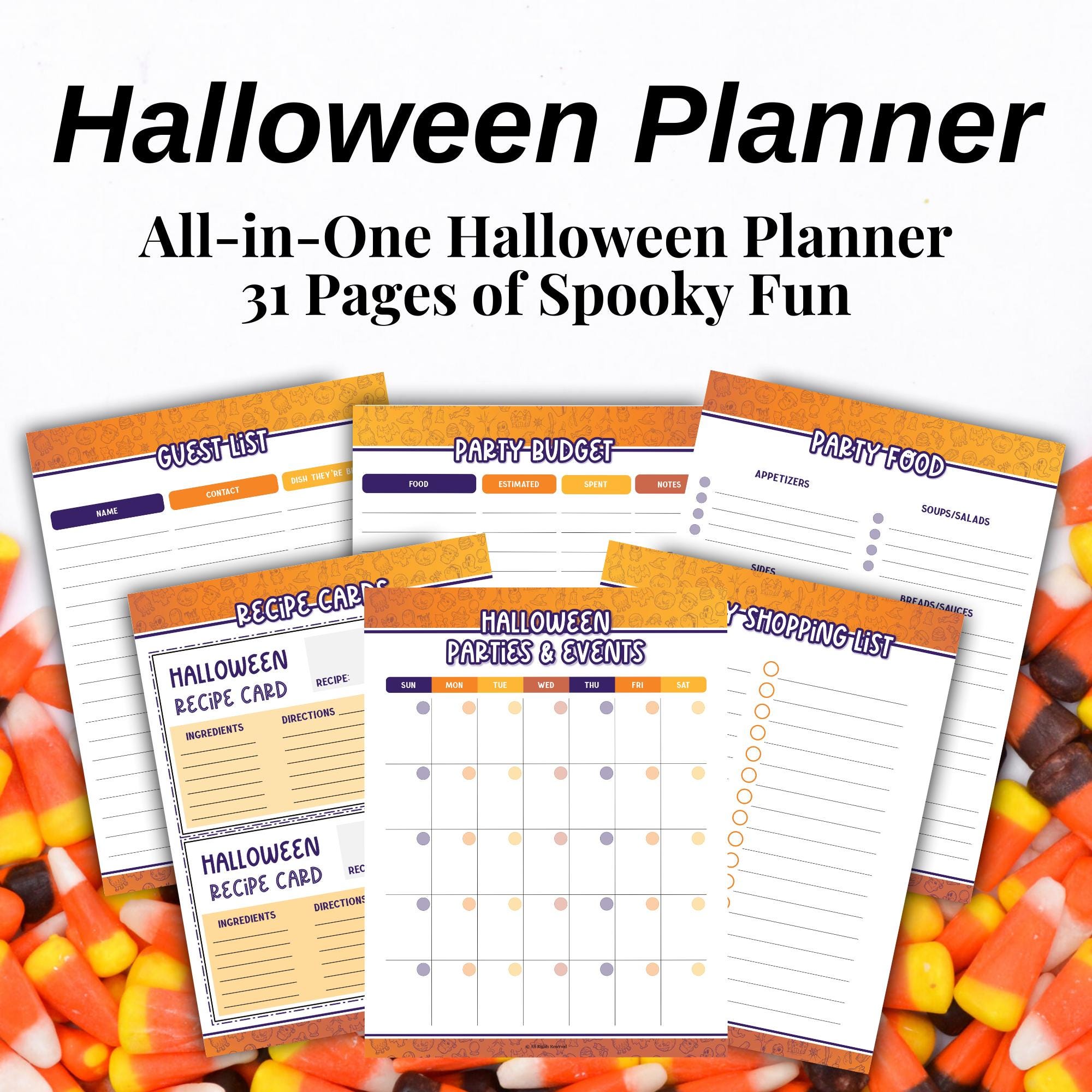 Halloween Party Planner Printable Bundle: Checklists, Budget ...
