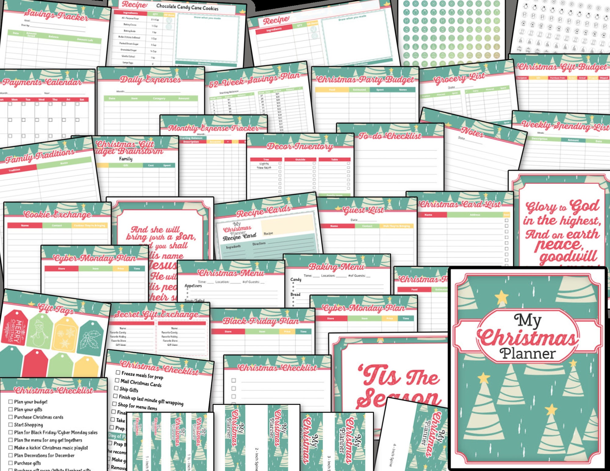 Christmas Planner Printable, Plus Bonus Stickers, Wall Art and Cookie ...