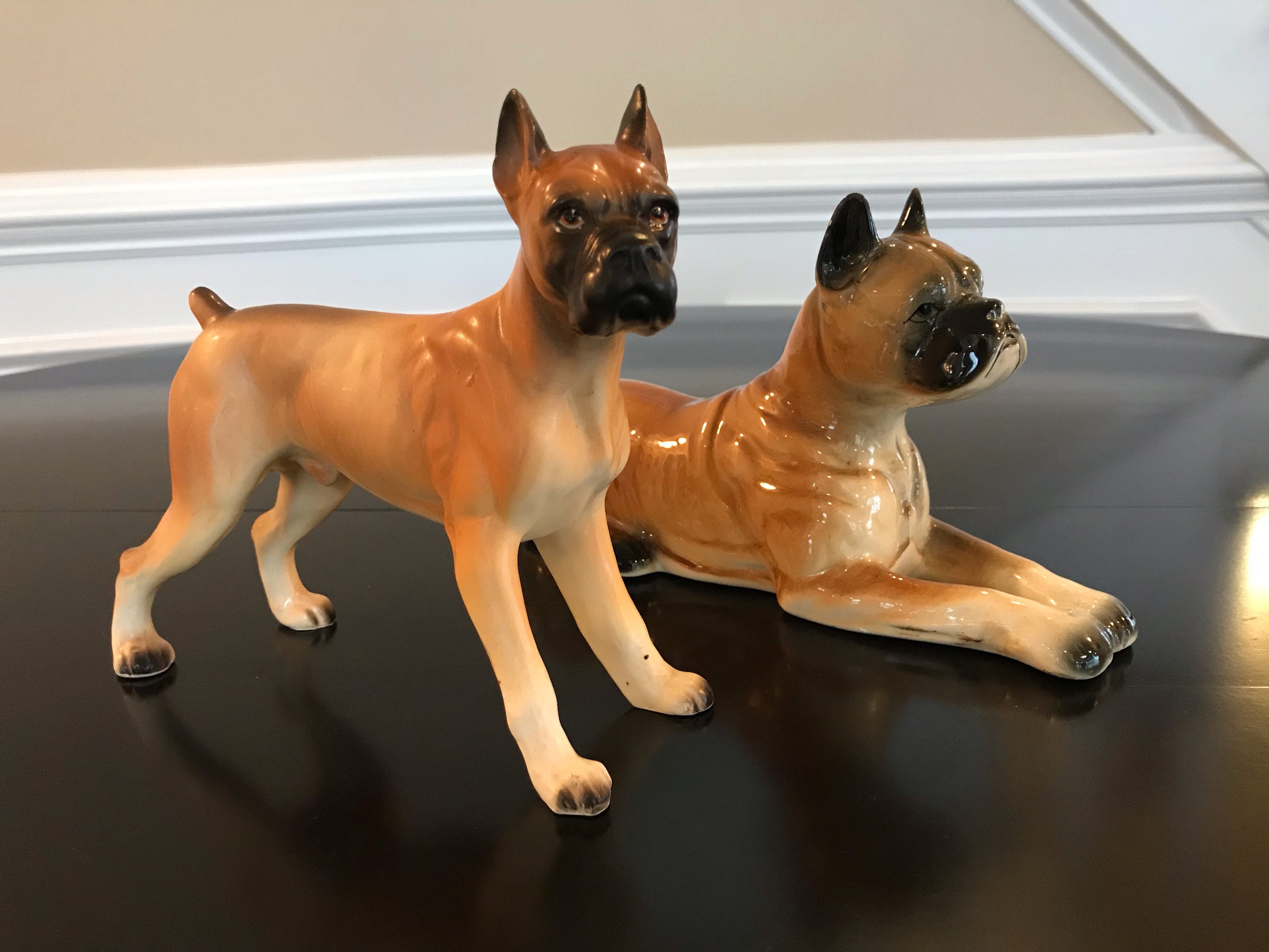 2 Large Vintage Boxer Dog Figures Collection - Etsy