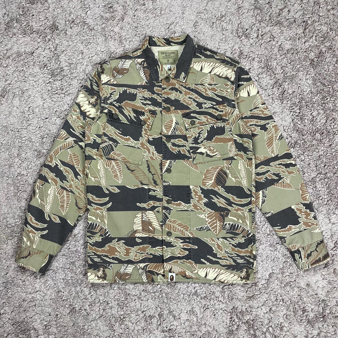 Vintage Bape Banana Leaf Camo Military Button Jacket SIZE S/ Japanese ...