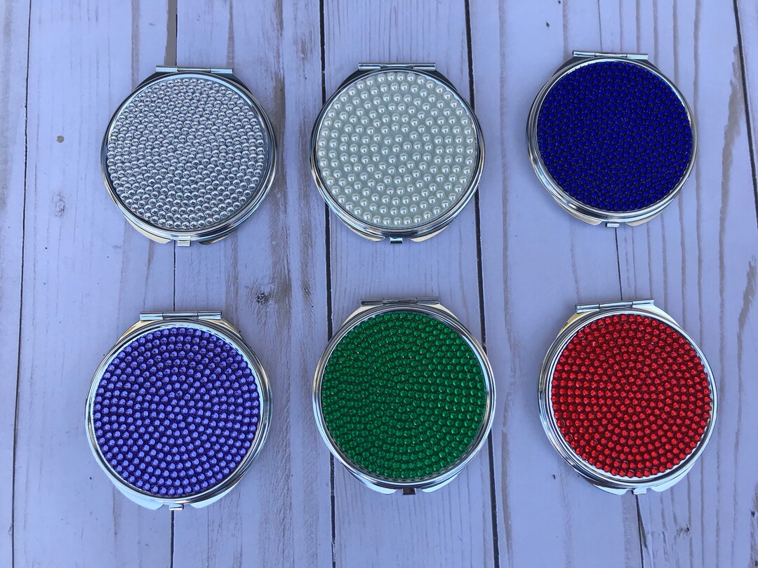 Personalized Compact Mirror for Bridesmaids Gifts, Rhinestone Compact ...