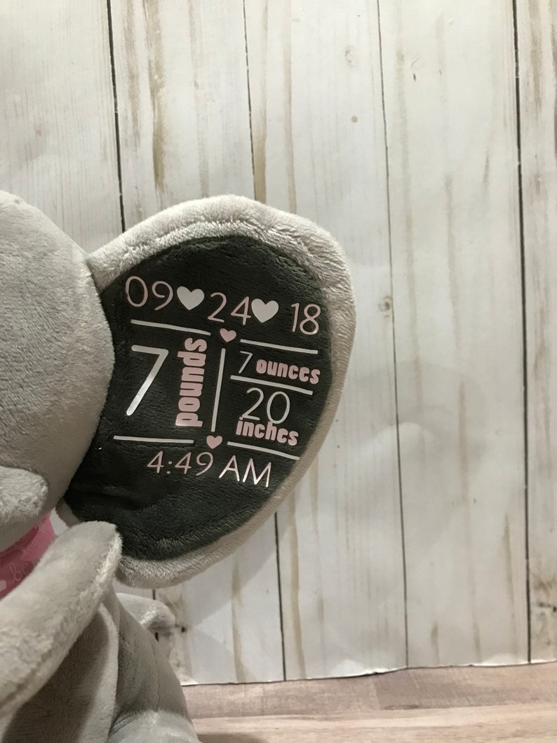 Baby Girl Birth Stat Elephant Birth Announcement Elephant - Etsy