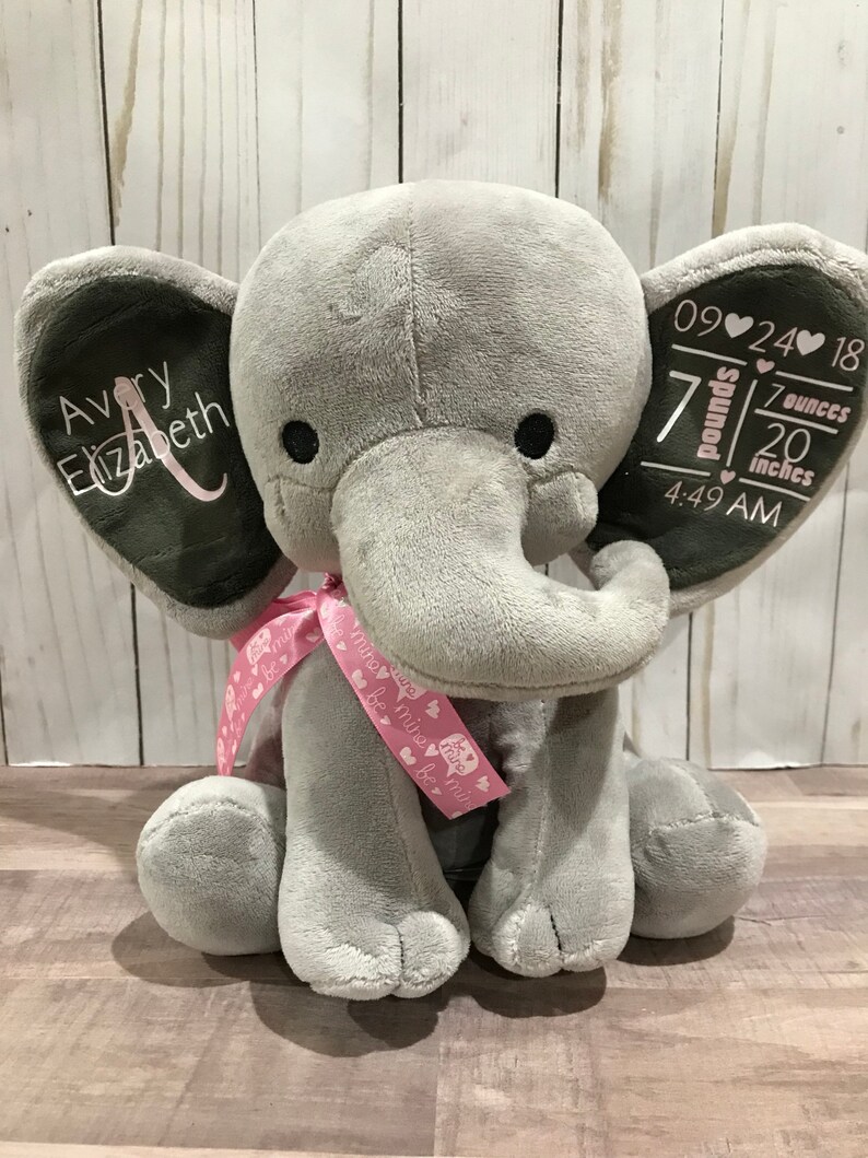 Baby Girl Birth Stat Elephant Birth Announcement Elephant - Etsy