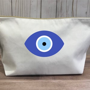 Blue Evil Eye Makeup Bag, Evil Eye Purse, Evil Eye Clutch, Black Evil ...