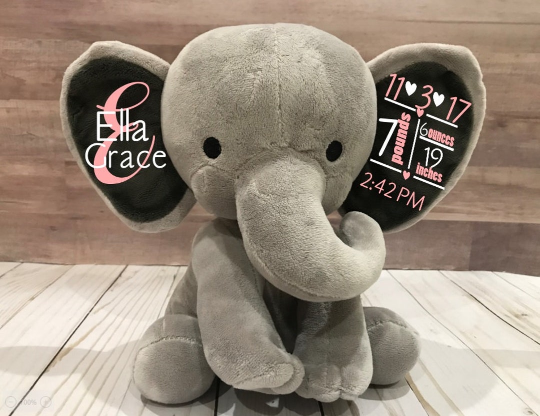 Baby Girl Birth Stat Elephant, Birth Announcement Elephant ...