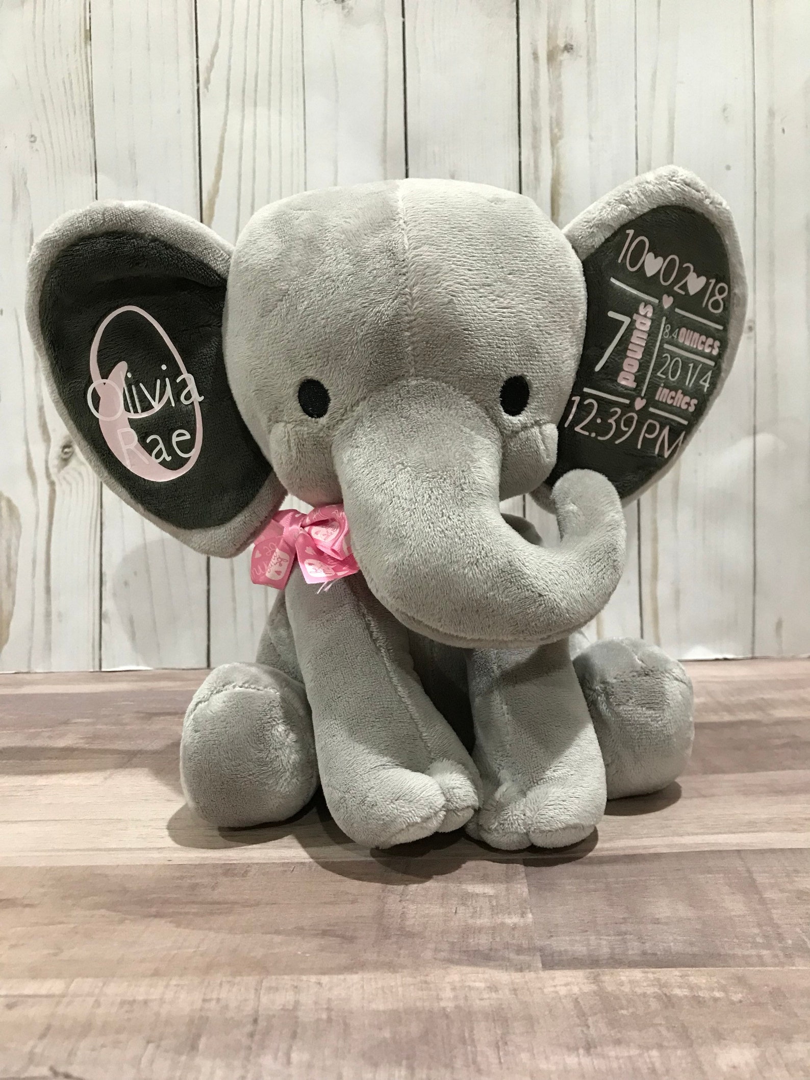 Baby Girl Birth Stat Elephant Birth Announcement Elephant - Etsy