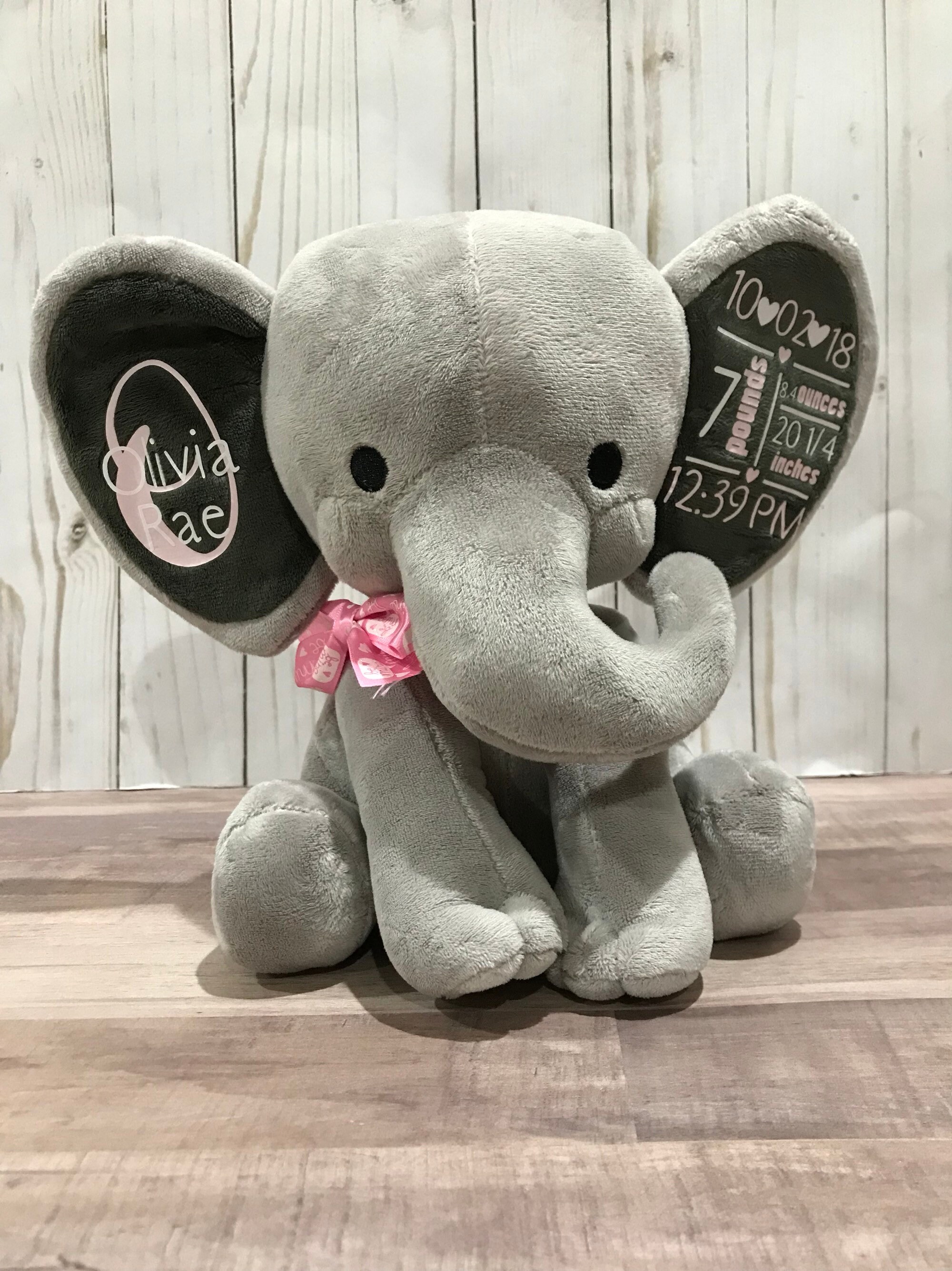 Baby Girl Birth Stat Elephant Birth Announcement Elephant | Etsy