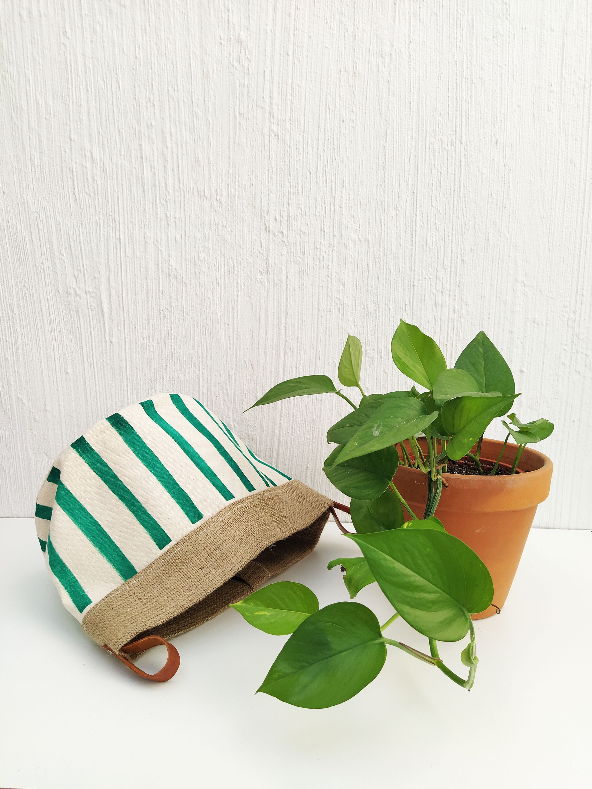 Canvas Plant Basket Modern Living Room Indoor Planter Hand - Etsy