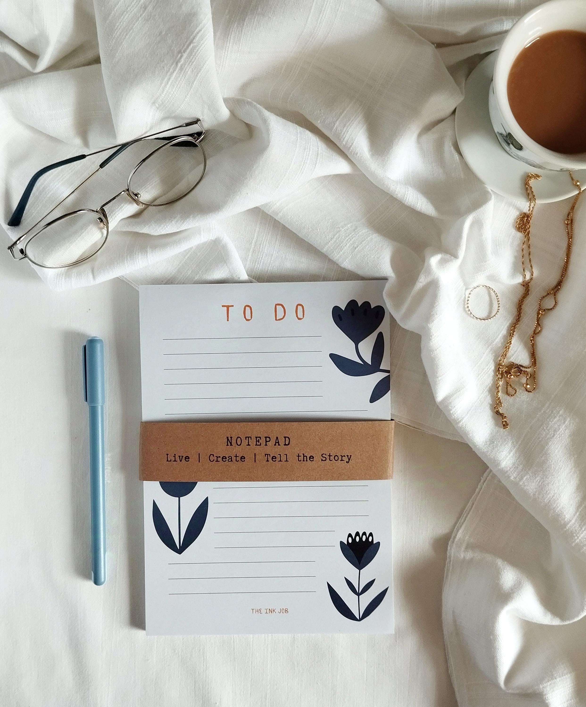 Scandi Winter Flower Notepad | Minimal Floral Stationery Gift, Plant ...