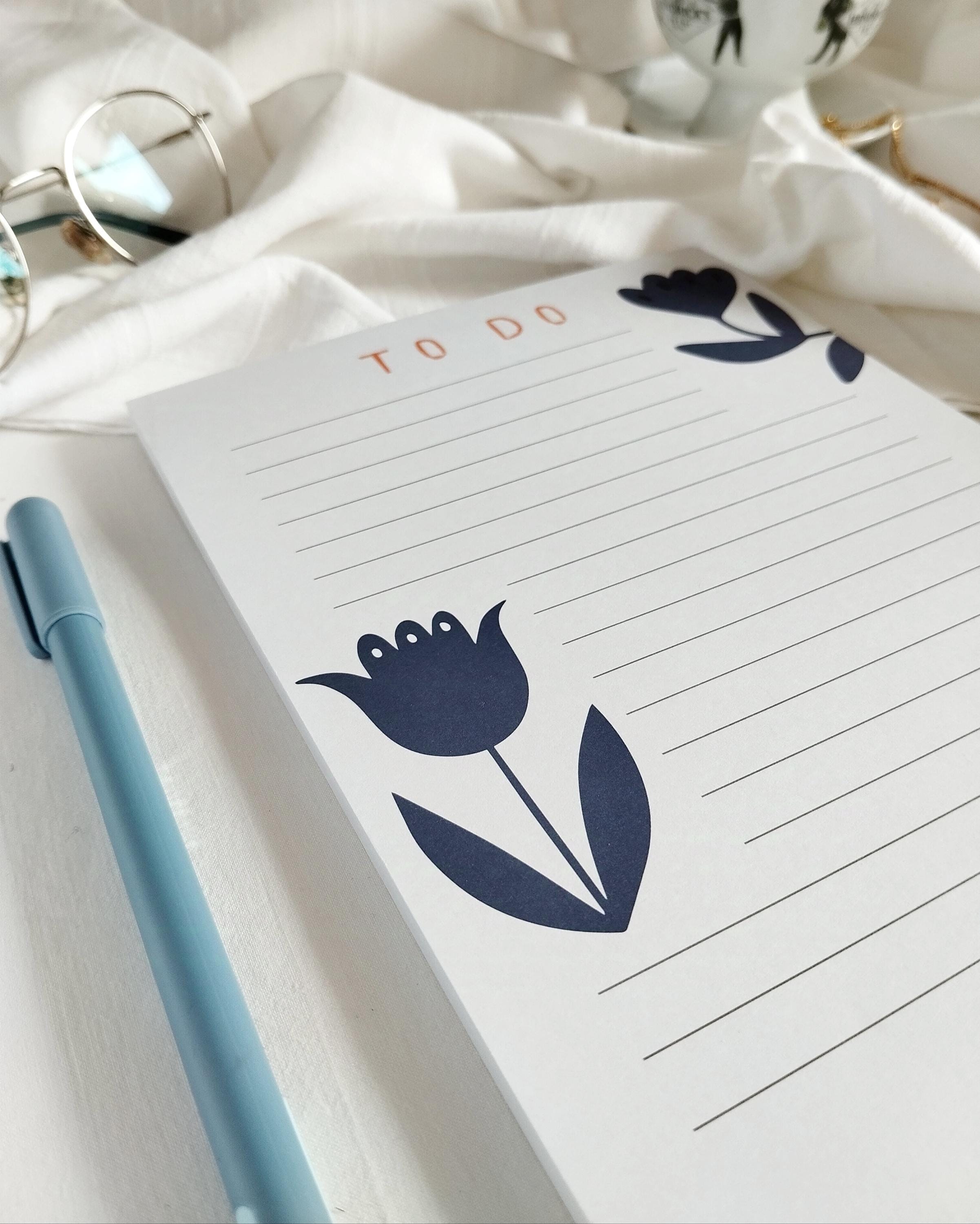 Scandi Winter Flower Notepad | Minimal Floral Stationery Gift, Plant ...