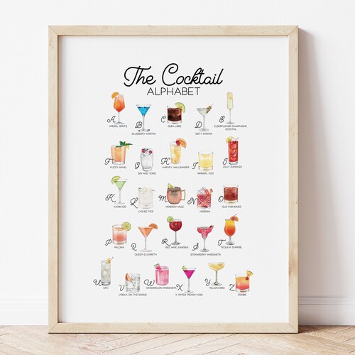 The Cocktail Alphabet Bar Cart/wall Decor Cocktail | Etsy